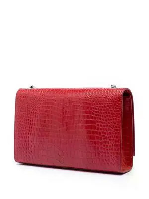 Saint Laurent Medium Croc Embossed Leather Kate Tassel Crossbody Bag - Red
