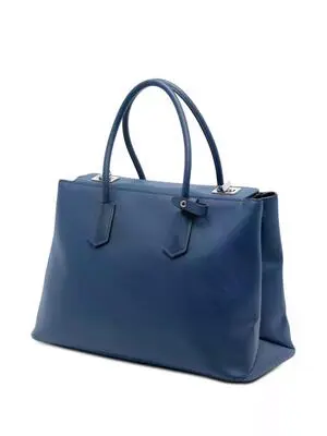Prada Saffiano Cuir Turnlock Twin Satchel - Blue