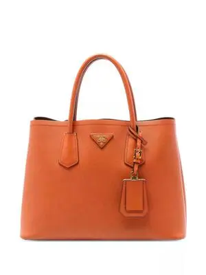 Prada Saffiano Cuir Double Satchel - Orange