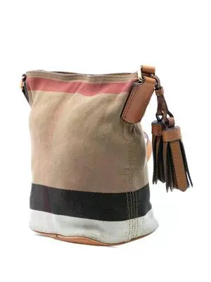 Burberry Mini Mega Check Canvas Ashby Tassel Bucket Bag
