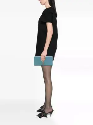 Saint Laurent Smooth Leather Cassandre Clutch Bag - Blue