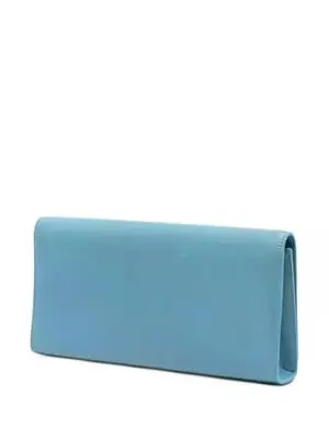 Saint Laurent Smooth Leather Cassandre Clutch Bag - Blue