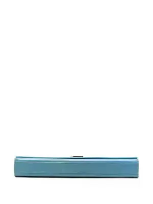 Saint Laurent Smooth Leather Cassandre Clutch Bag - Blue