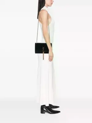 Saint Laurent 2014 Medium Suede Monogram Kate Tassel Crossbody Bag - Black