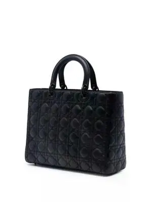 Dior Large Ultra Matte Calfskin Cannage Lady Satchel - Black