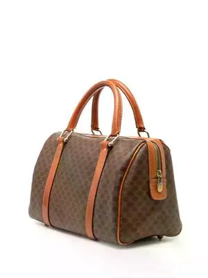 Celine 2011 Macadam Coated Canvas Boston Bag - Brown