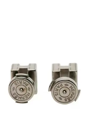 Hermès 2010-2026 Palladium Plated Lacquer Cage Earrings - Blue