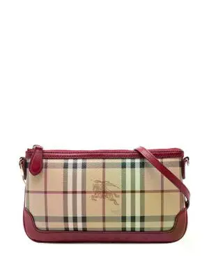 Burberry Haymarket Check Coated Canvas Peyton Crossbody Bag - Red