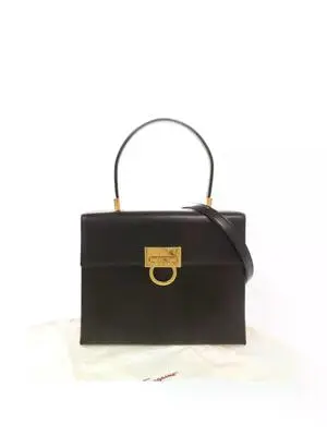 FERRAGAMO Leather Gancini Top Handle Satchel
