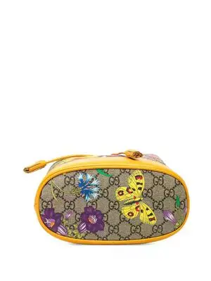 Gucci Small Gg Supreme Flora Ophidia Bucket Bag - Yellow