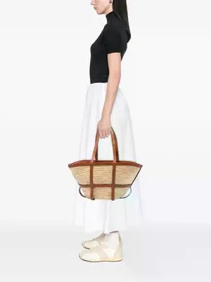 Celine 2019 Medium Raffia Gridded Classic Panier Tote Bag