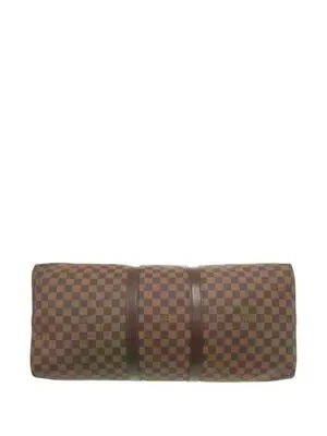 LOUIS VUITTON Damier Ebene Keepall Bandouliere 55 Travel Bag - Brown