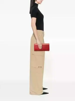 Saint Laurent Grain De Poudre Monogram Cassandre Clutch Bag - Red