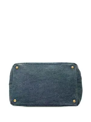 Prada Denim Canapa Logo Satchel 2013-2015 - Blue