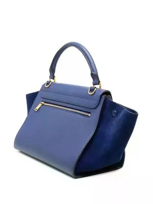 Celine 2014 Small Drummed Calfskin And Suede Trapeze Satchel - Blue