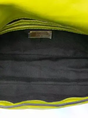 Fendi Zucca Embossed Leather Baguette Satchel - Green