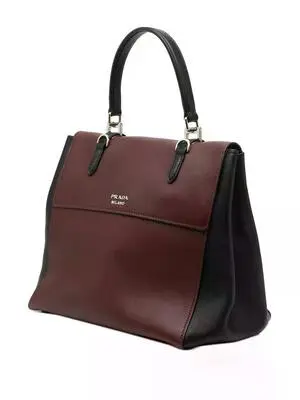Prada Bicolor Soft Calf Double Turnlock Satchel