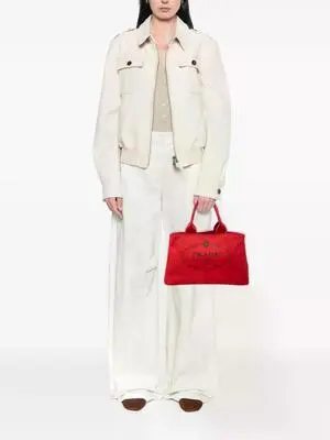 Prada Canvas Canapa Logo Satchel - Red