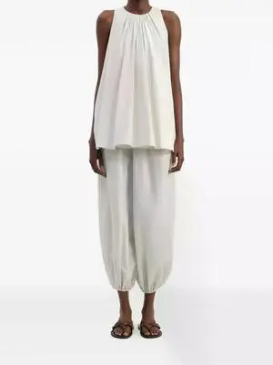 Loulou De Saison Liao Gathered Flaring Blouse - Neutrals
