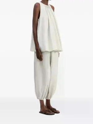 Loulou De Saison Liao Gathered Flaring Blouse - Neutrals