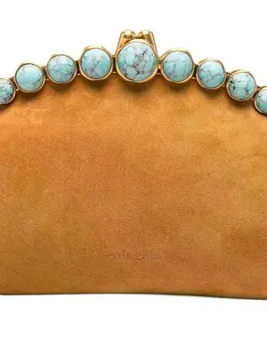 Cult Gaia Stone-embellished Suede Clutch Bag - Neutrals