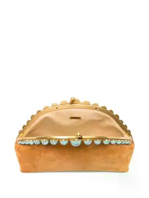 Cult Gaia Stone-embellished Suede Clutch Bag - Neutrals