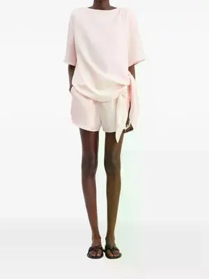 Loulou De Saison Mano Asymmetric Knotted Silk Top - Pink