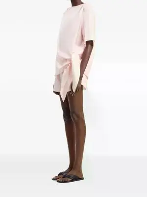 Loulou De Saison Mano Asymmetric Knotted Silk Top - Pink