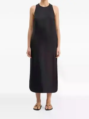 Loulou De Saison Paloma Twisted Silk Midi Dress - Black