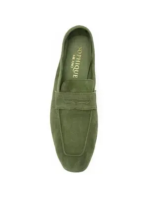 SOPHIQUE Square-toe Suede Loafers - Green