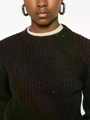 Brunello Cucinelli Sequin-embellished Ribbed Knit Sweater