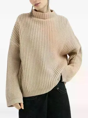 Brunello Cucinelli Sequin-embellished Ribbed-knit Sweater - Neutrals