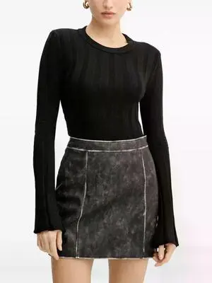 Guess Ribbed-knit Flared-sleeve Sweatshirt