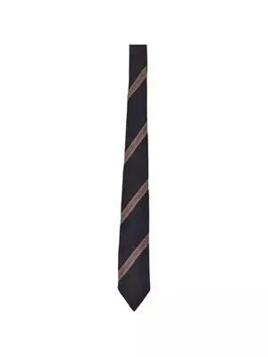 Brunello Cucinelli Monili-chain Striped Tie - Black