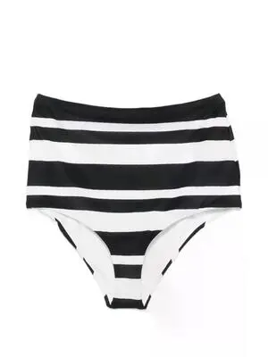 MARYAN MEHLHORN Striped High-waisted Bikini Bottoms - Black