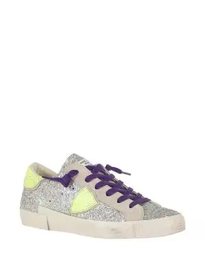 Philippe Model Glitter-effect Leather Sneakers - Silver