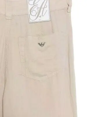 Emporio Armani Logo-patch Wide-leg Trousers - Neutrals