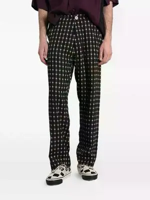 Undercover Check-pattern Trousers With Logo Patch