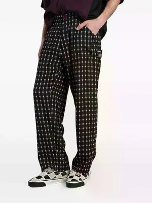 Undercover Check-pattern Trousers With Logo Patch