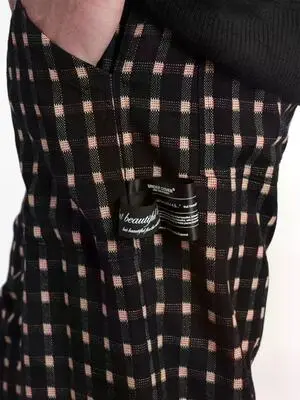 Undercover Check-pattern Trousers With Logo Patch