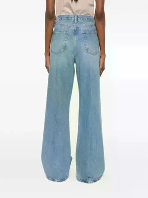 FRAME Loose Distressed Wide-leg Jeans - Blue