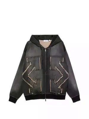 Off-White Arrows Patchwork Zip-up Hoodie - Grey