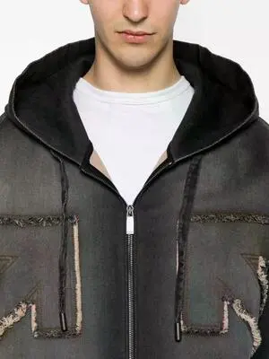 Off-White Arrows Patchwork Zip-up Hoodie - Grey