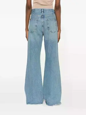 FRAME The Lax Raw-edge Wide-leg Jeans - Blue