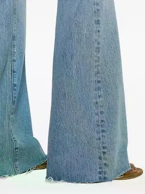 FRAME The Lax Raw-edge Wide-leg Jeans - Blue