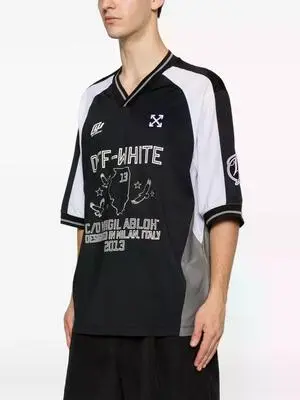 Off-White Royal Team Soccer" V-neck T-shirt - Black