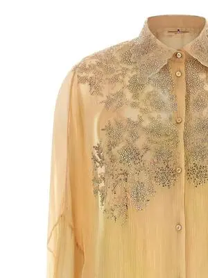 Ermanno Scervino Embroidered Silk Shirt Dress