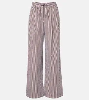 Dolce & Gabbana Striped Cotton And Silk Wide-leg Pants - Brown