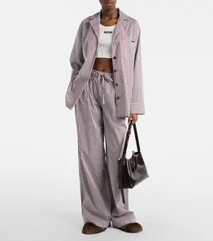 Dolce & Gabbana Striped Cotton And Silk Wide-leg Pants - Brown