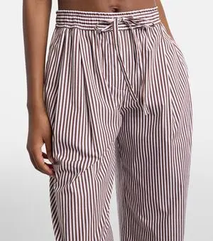 Dolce & Gabbana Striped Cotton And Silk Wide-leg Pants - Brown